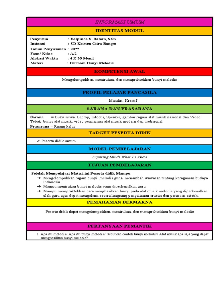 Modul Ajar Seni Musik Kelas 2 | PDF