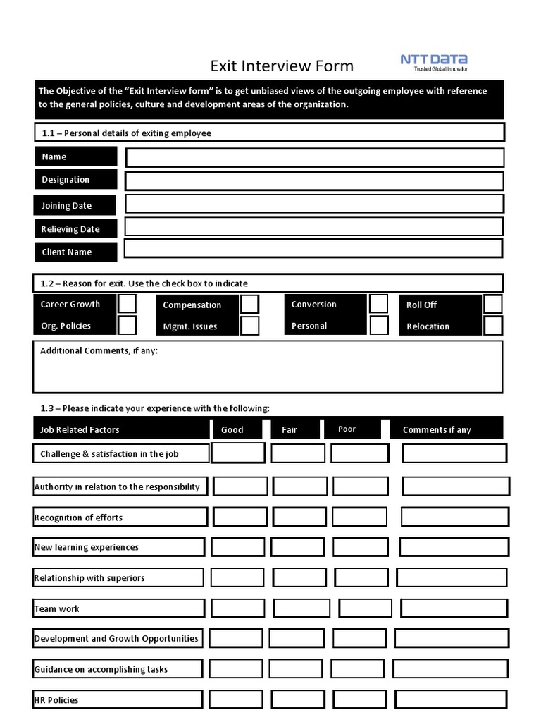 Exit Interview Form Template | PDF | Employment | Economies