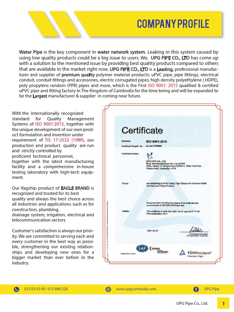 UPG Pipe Co. Ltd. Product Catalogue | PDF | Pipe (Fluid Conveyance ...