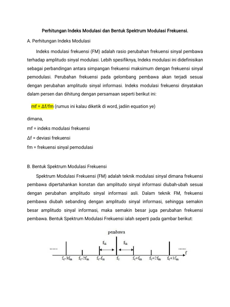 Perh. Indeks Modulasi & Spektrum FM PDF | PDF