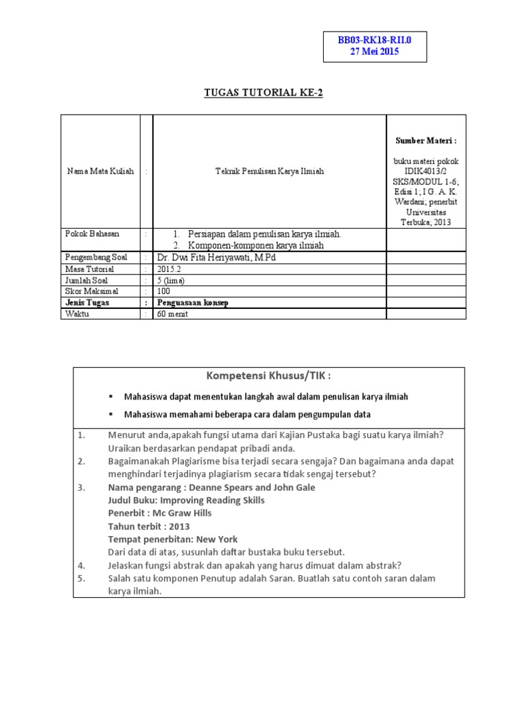 Rancangan Tugas Tutorial 2 | PDF