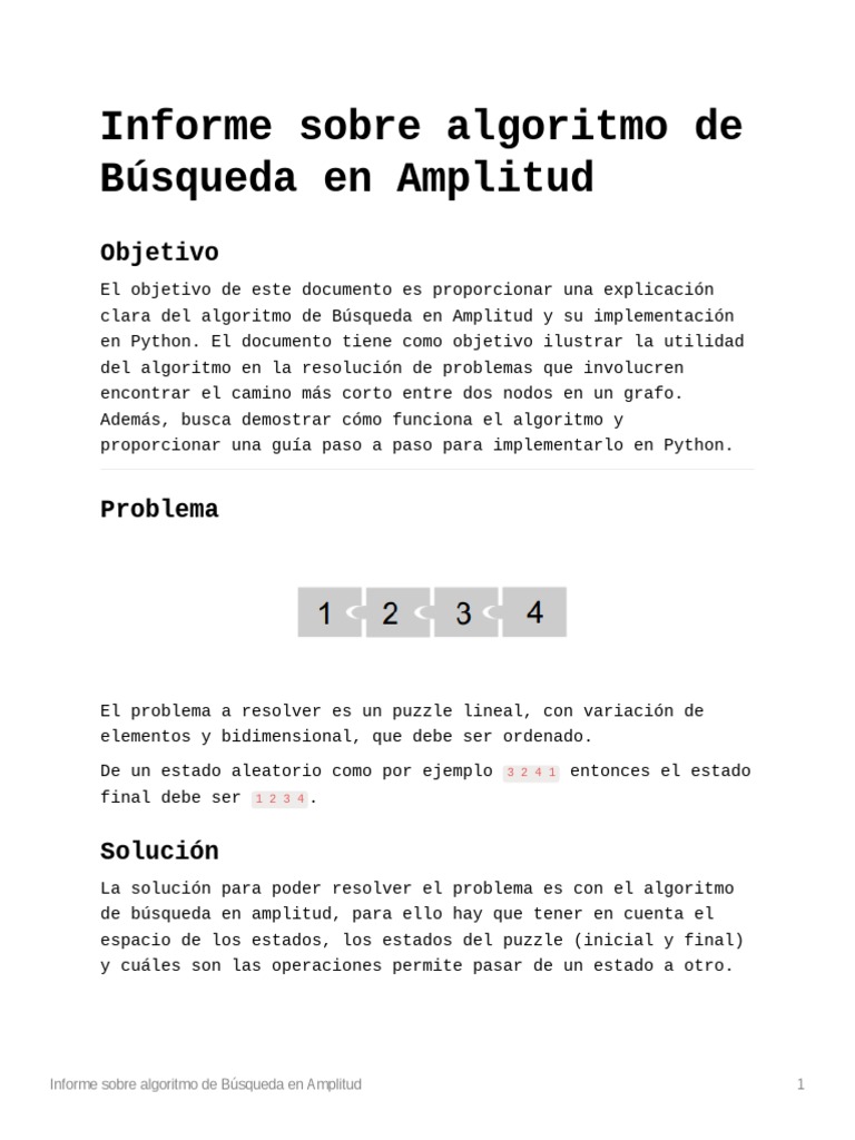 Informe Sobre Algoritmo de Bsqueda en Amplitud | PDF | Python (lenguaje de programación ...