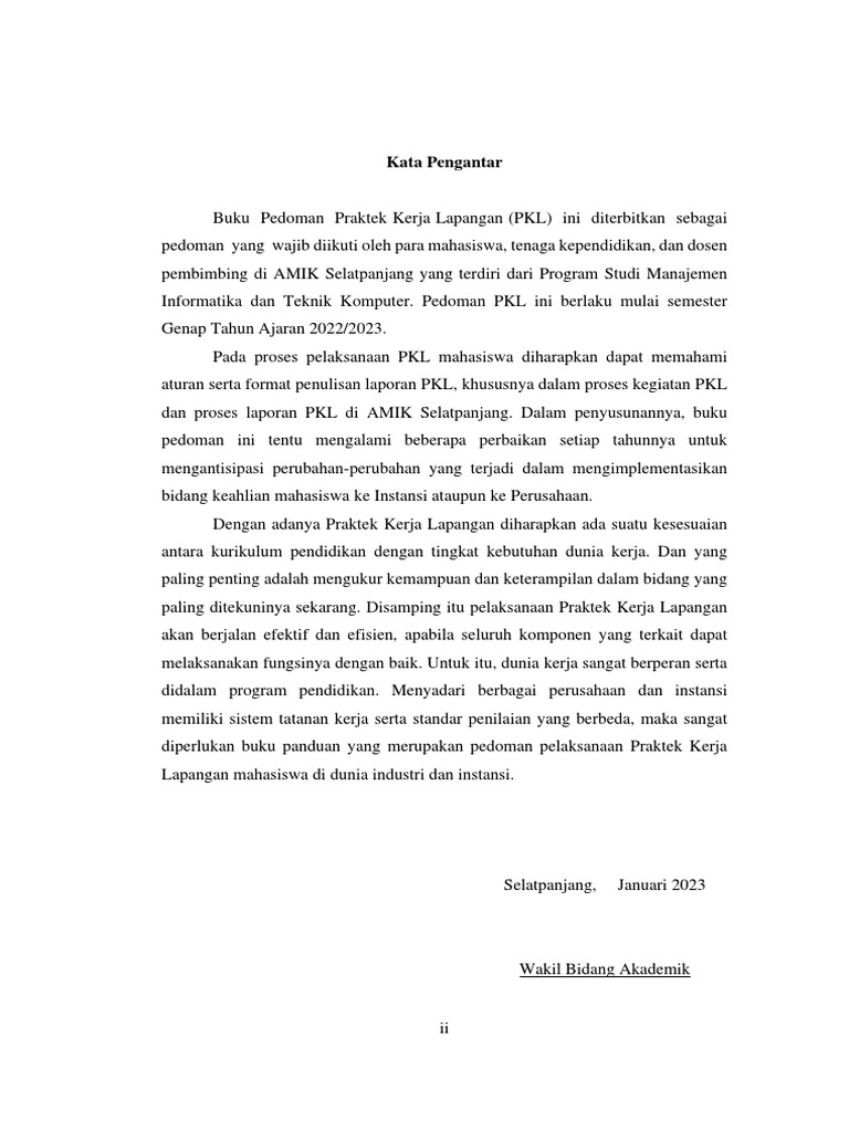 Files Buku Panduan PKL Ta 2022 2023 | PDF