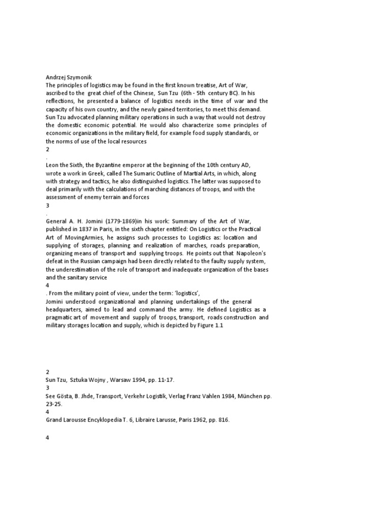 Andrzej Szymonik Logistics Principle | PDF | Logistics | Military