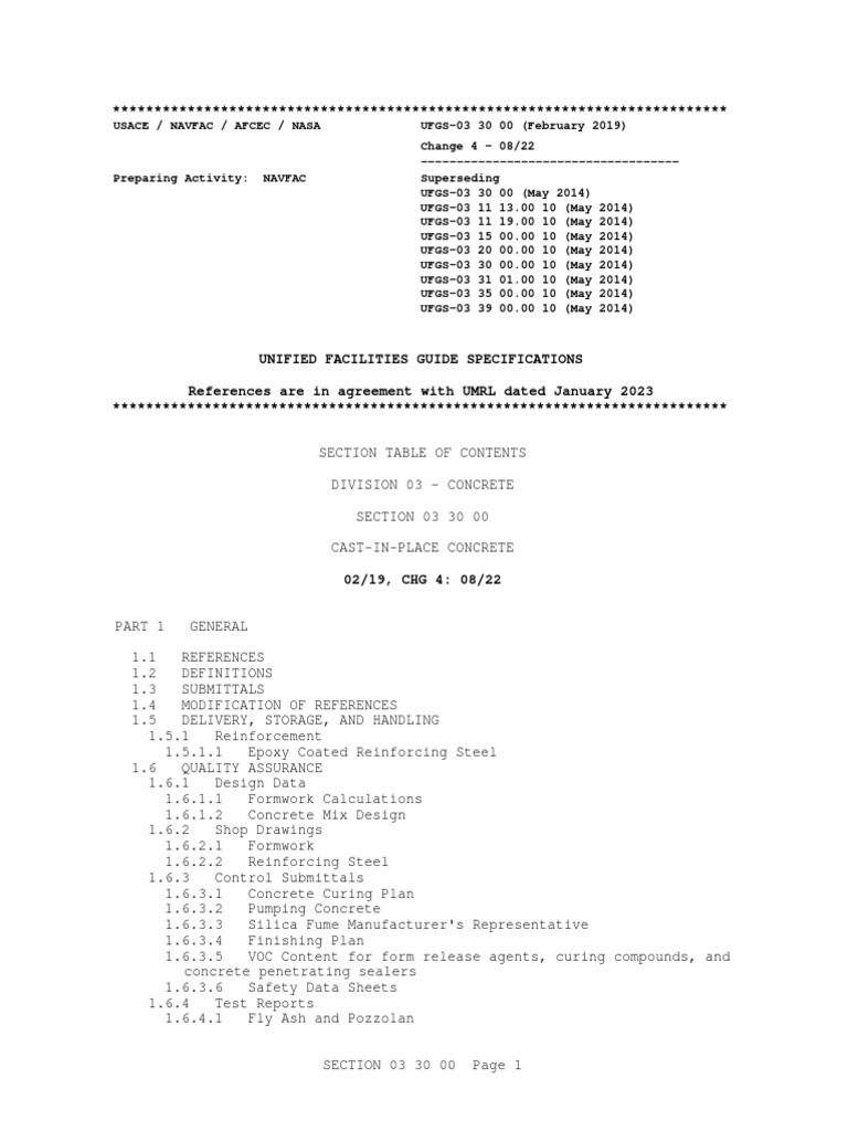 Ufgs 03 30 00 PDF | PDF | Concrete | Cement