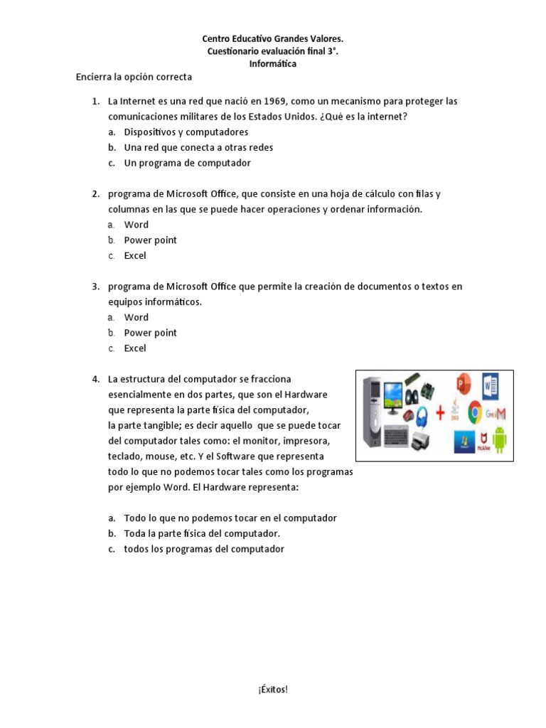 Cuestionario Informatica 3 | PDF