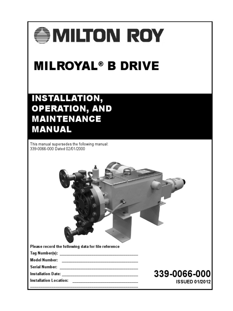 Miltonroy Milroyal B Manual | PDF | Pump | Valve