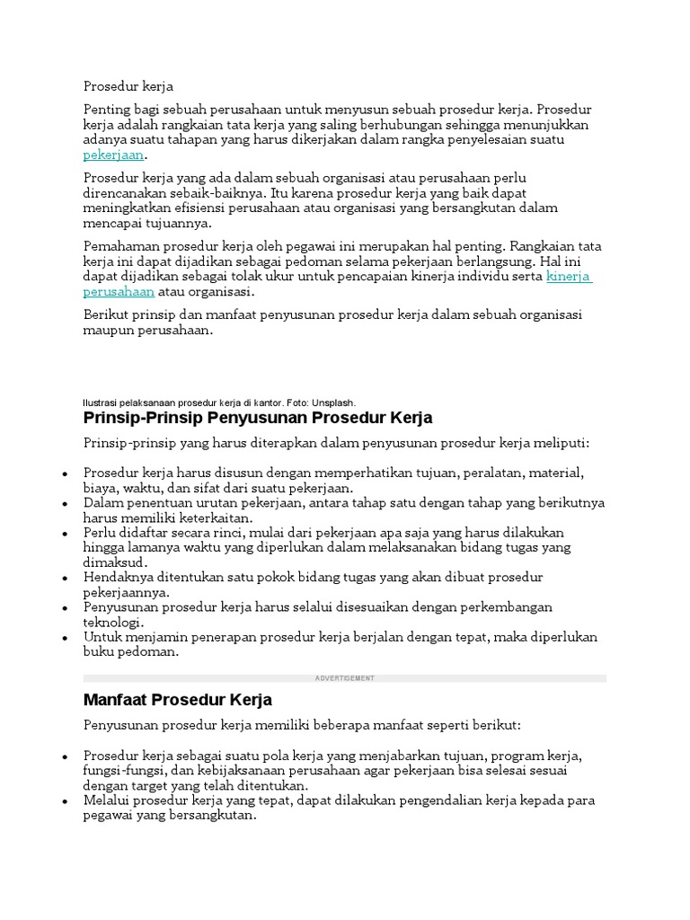 Manfaat dan Prinsip Prosedur Kerja | PDF