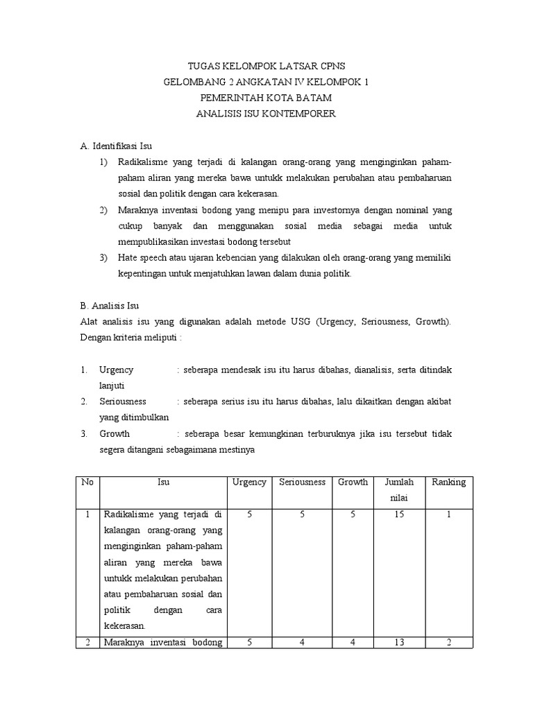 Isu Kontemporer Tugas Kelompok Latsar CPNS | PDF
