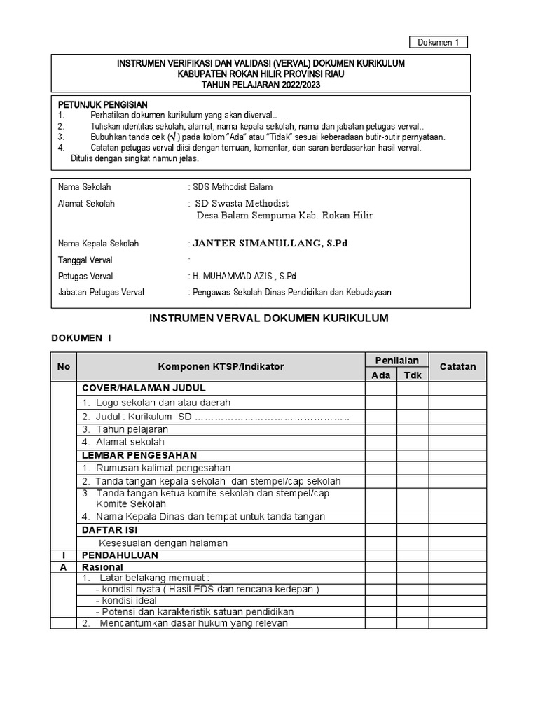 LEMBAR VALIDASI KURIKULUM 2022 - H.Muhammad Azis, S.PD | PDF | Karier & Perkembangan