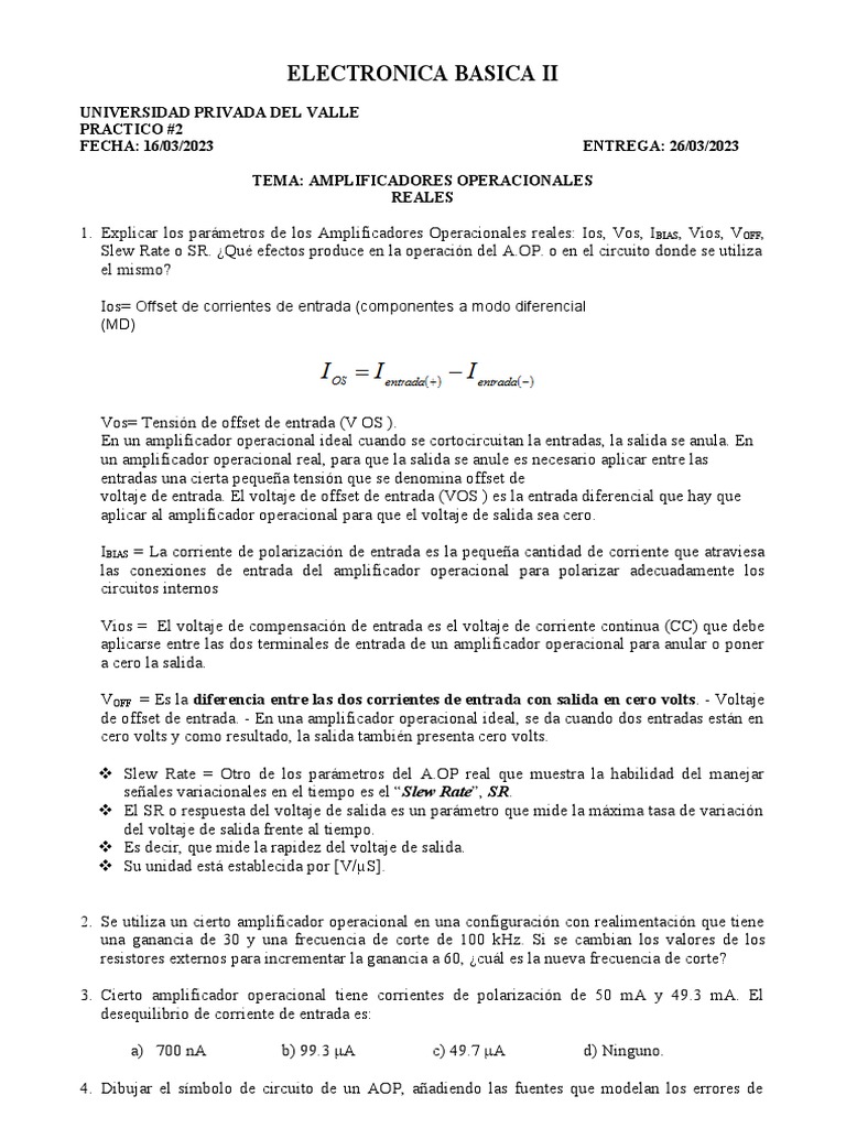 Practico 2 1 2023 AOP Real | PDF | Amplificador operacional | Amplificador