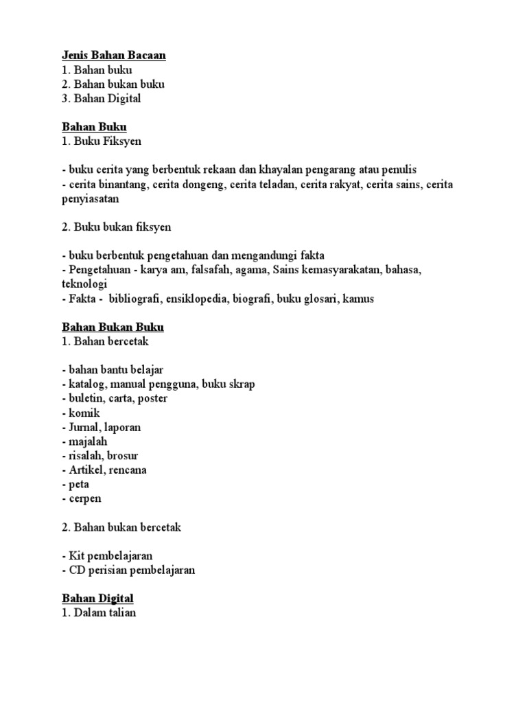 Jenis Bahan Bacaan | PDF