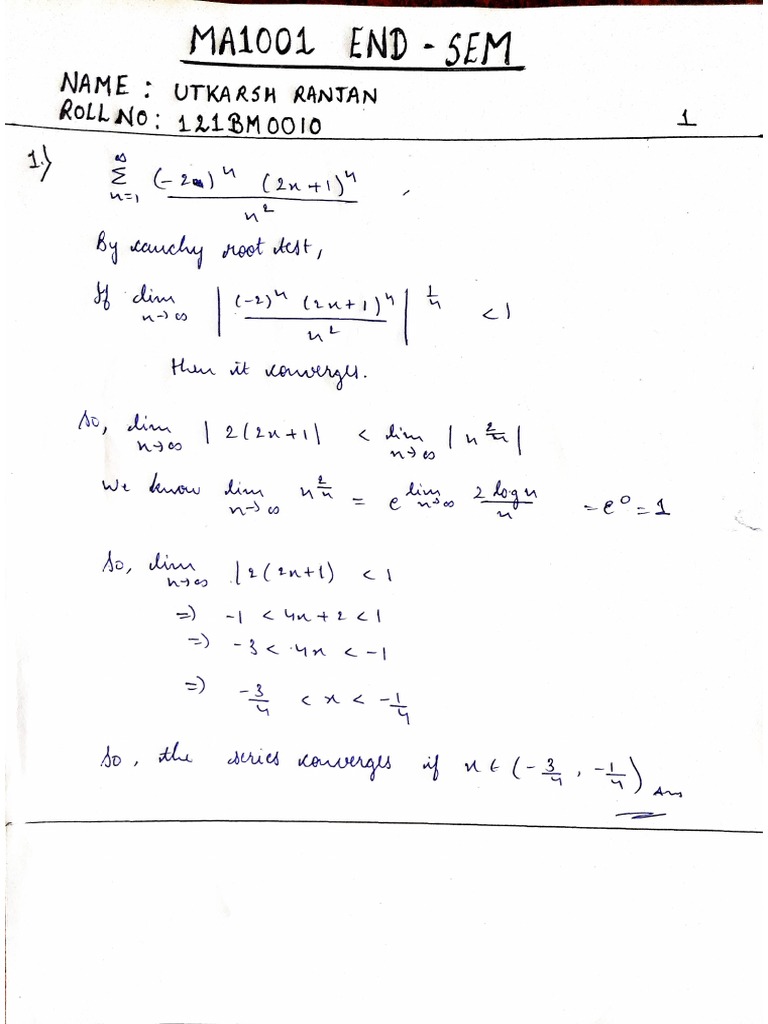 121BM0010 - Utkarsh Ranjan - Maths PDF | PDF