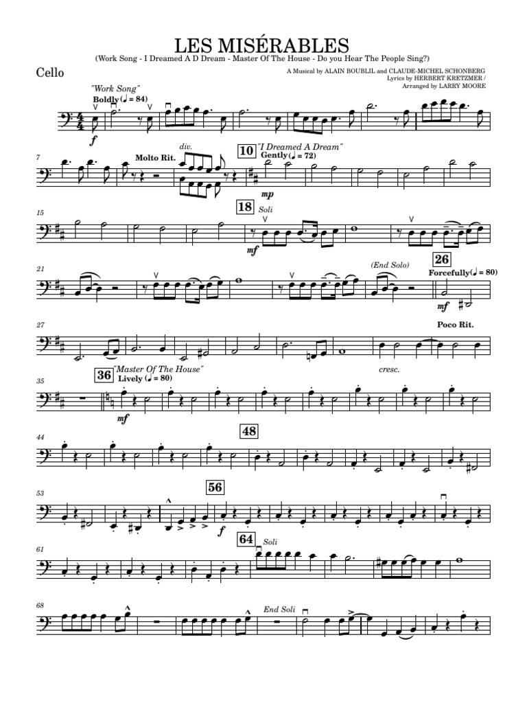 Les Miserables Cello PDF | PDF | Musicals | Compositions