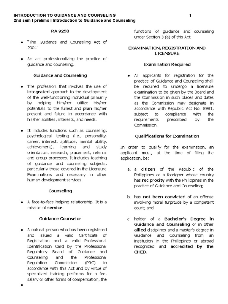 Intro To Guidance and Counseling Introduction | PDF | School Counselor ...