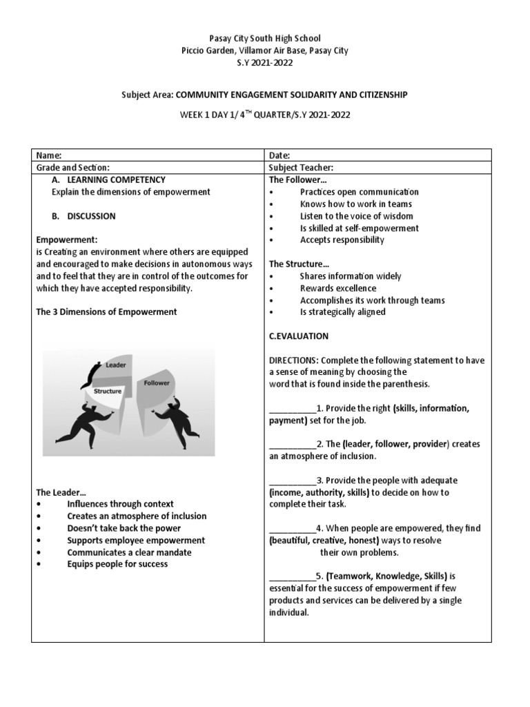 Empowerment and Advocacy Worksheet | PDF | Social Equality | Empowerment