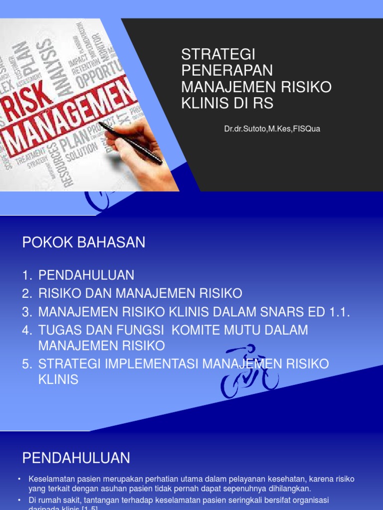Strategi Penerapan Proses Manajemen Risiko Materi Dr Sutoto Arssi