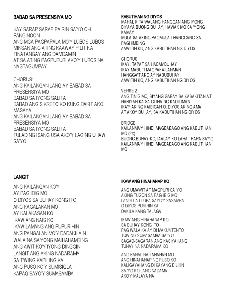 Babad Sa Presensiya Mo | PDF