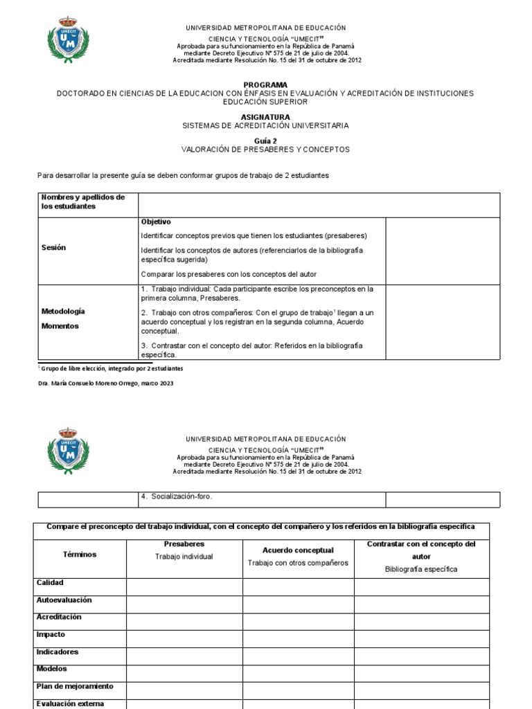 Guia 2 Valoracion de Presaberes y Conceptos | PDF | Evaluación