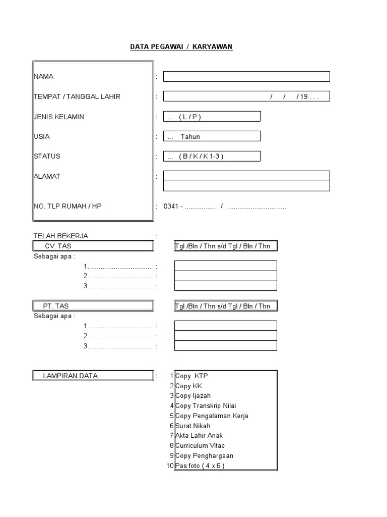 Form Peserta Interview | PDF