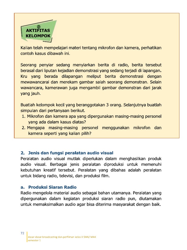 Jenis Dan Fungsi Peralatan Audio Visual PDF | PDF