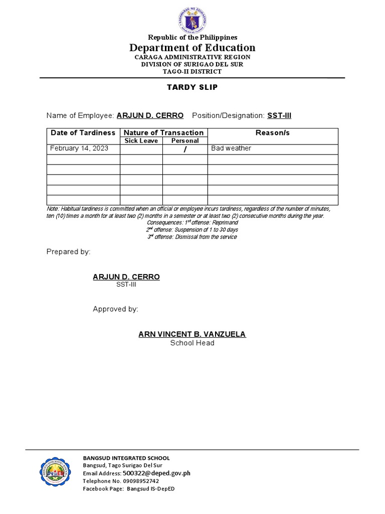 Tardy Slip New | PDF