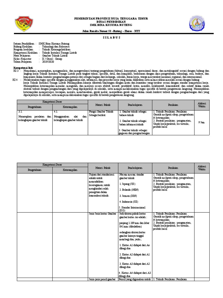 Silabus Gambar Teknik Listrik-X OK | PDF
