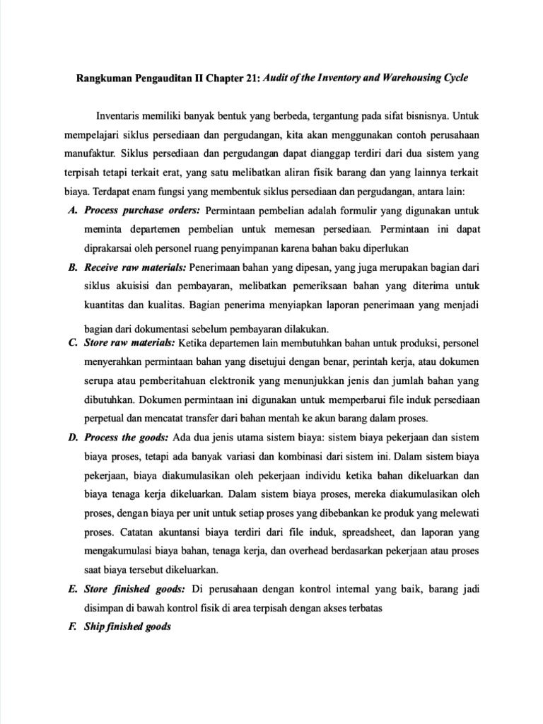 PDF Chapter 21 Audit of The Inventory and Warehousing Cycle - Compress | PDF