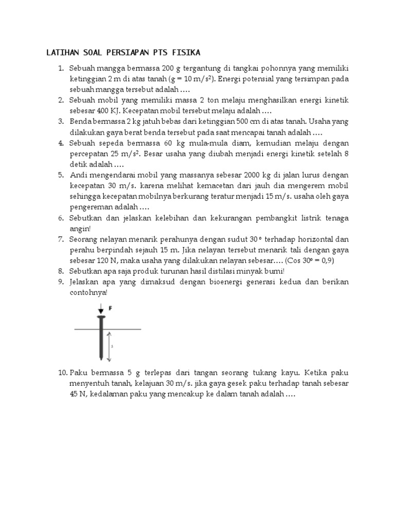 Latihan Soal Persiapan PTS Fisika PDF | PDF