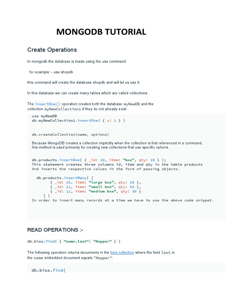 Mongodb Tutorial | Download Free PDF | Databases | Information Technology Management