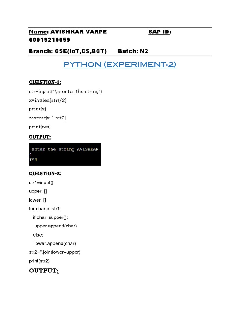 Python String Manipulation Tasks | PDF | Science & Mathematics | Computers