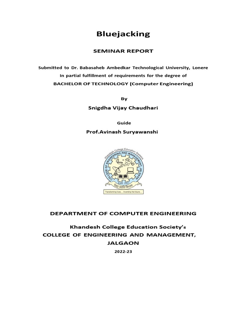 Bluejacking Report | PDF | Bluetooth | Information And Communications ...