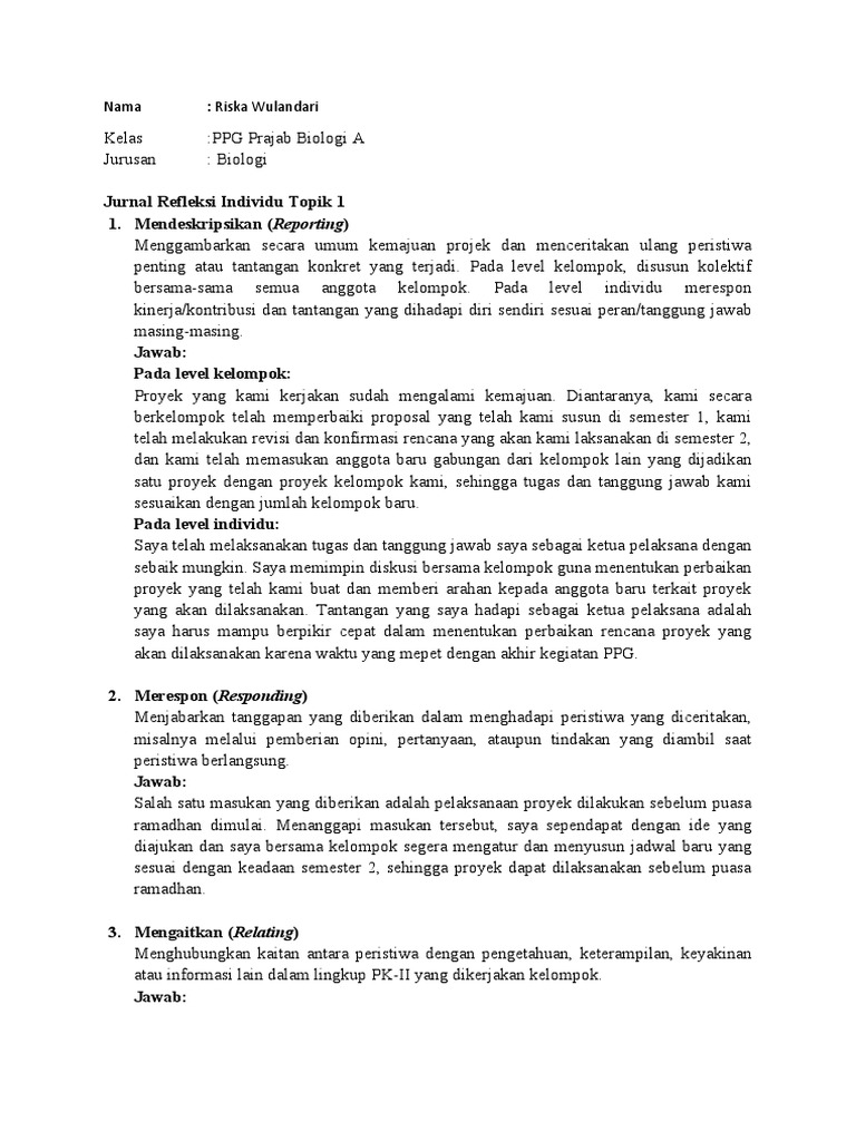 Jurnal Refleksi Individu Topik 1 | PDF