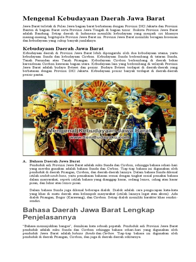 Mengenal Kebudayaan Daerah Jawa Barat | PDF | Kajian Bahasa Asing