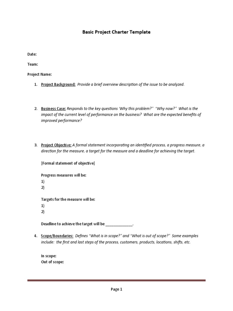 Project Charter Template | PDF