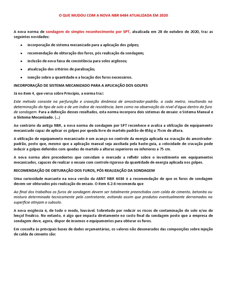 O Que Mudou Com A Nova NBR 6484 Atualizada em 2020 | PDF | Solo ...