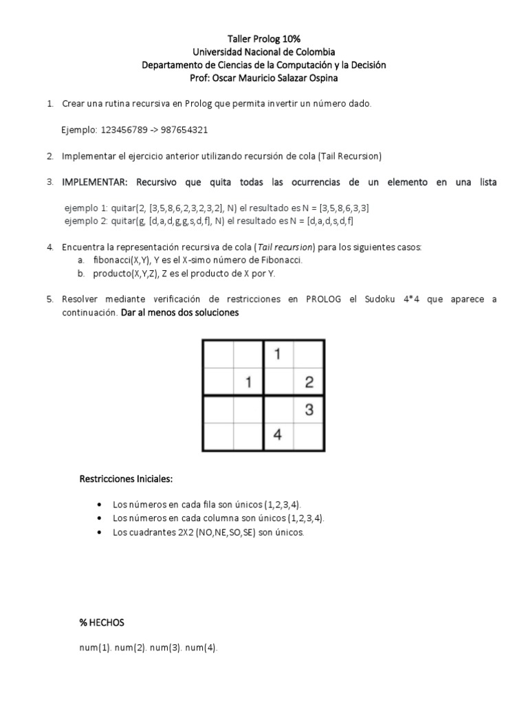 Taller Prolog 10 | PDF | Teoría de la computación | Ingeniería de software