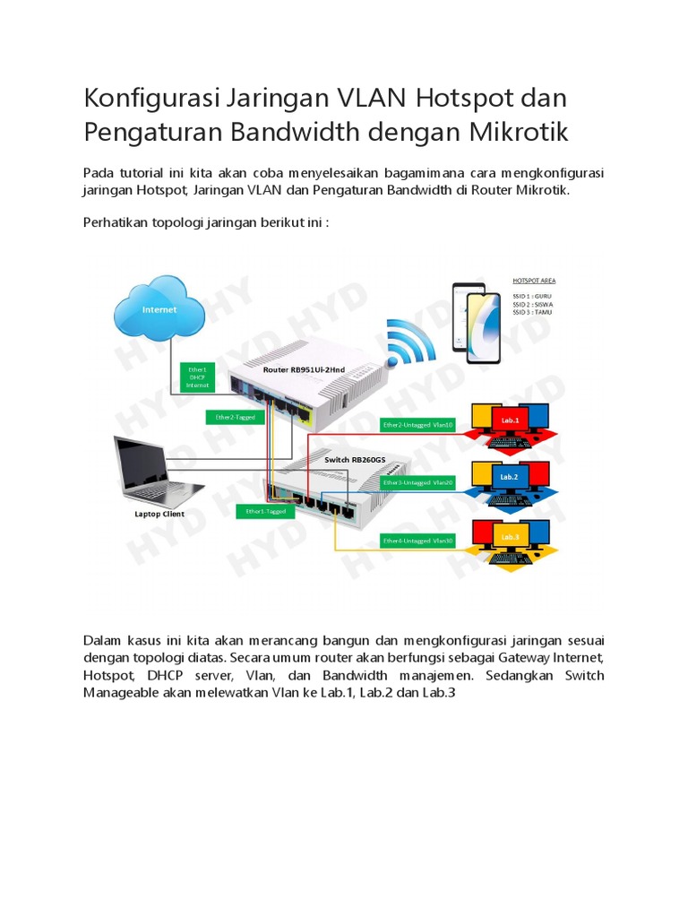 Langkah Konfigurasi Jaringan Vlan-Hotspot-Man Bandwidth | PDF