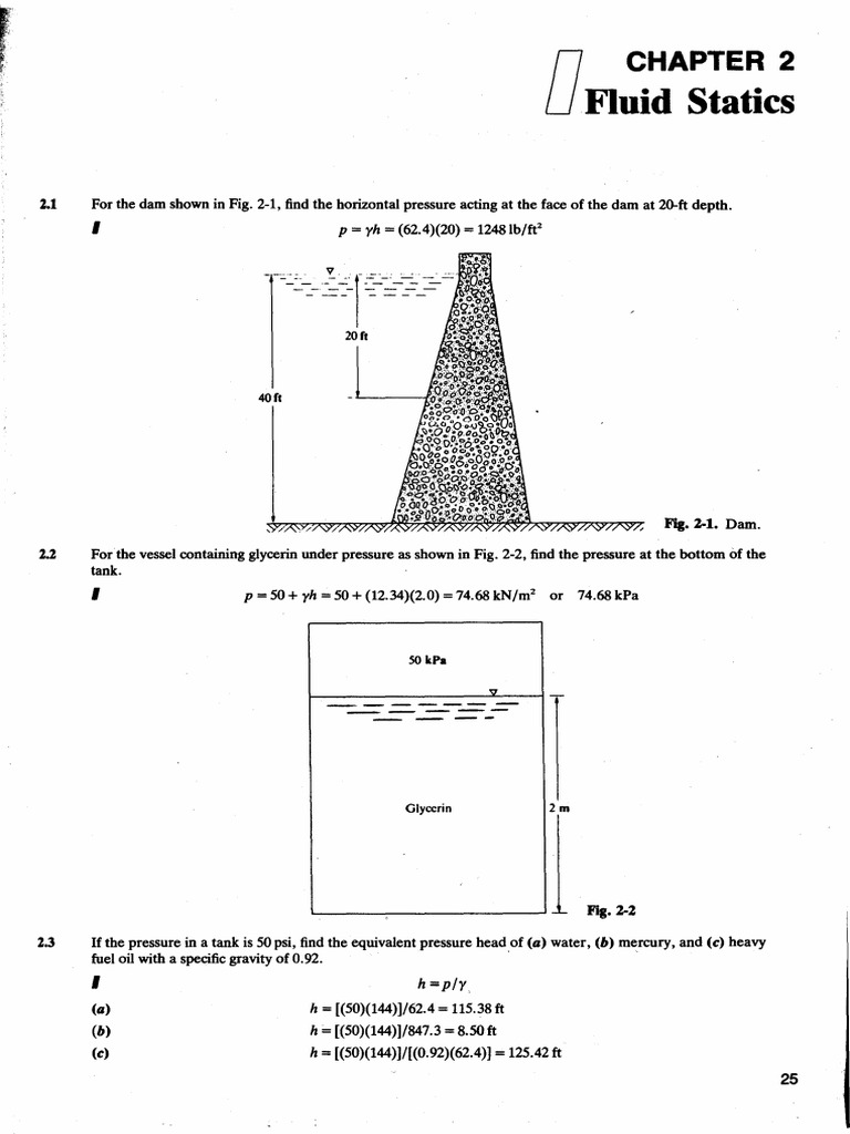 Fluid Statics PDF | PDF | Pressure | Pressure Measurement