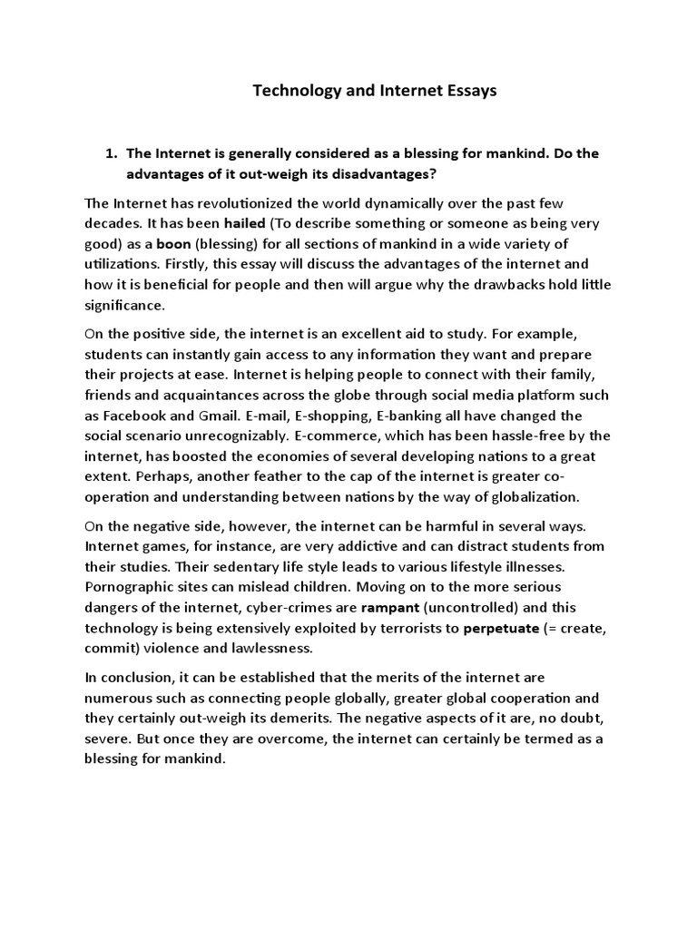 Internet and Technology Impact Essays | PDF | Internet | Employment