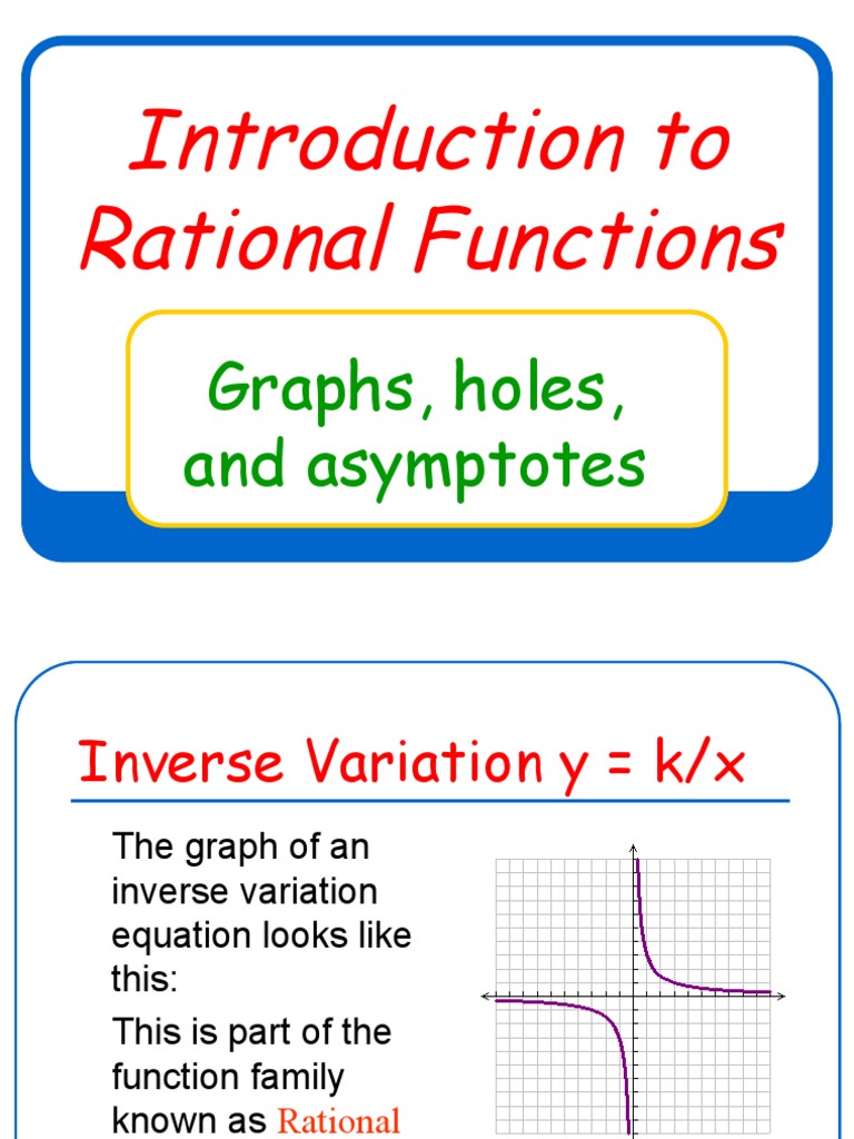 Introduction To Rational Functions Pdf Asymptote Function Mathematics