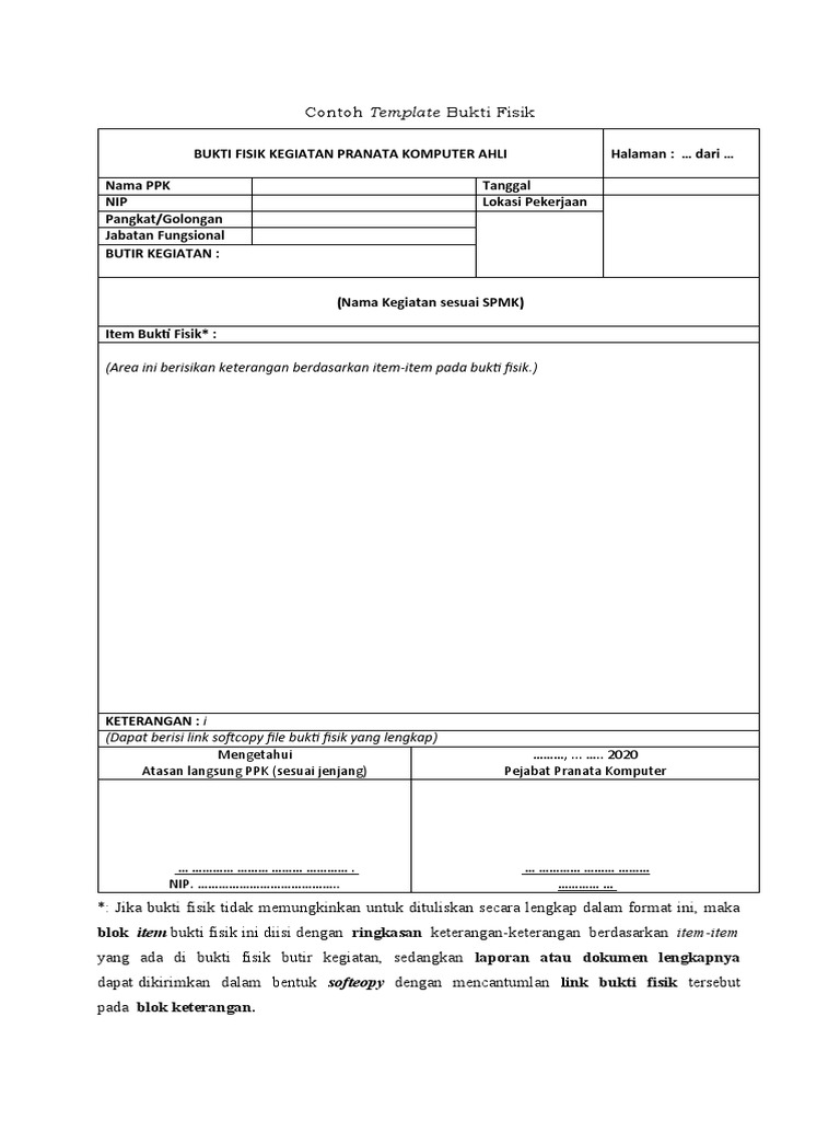 Template Bukti Fisik Juknis | PDF | Komputer