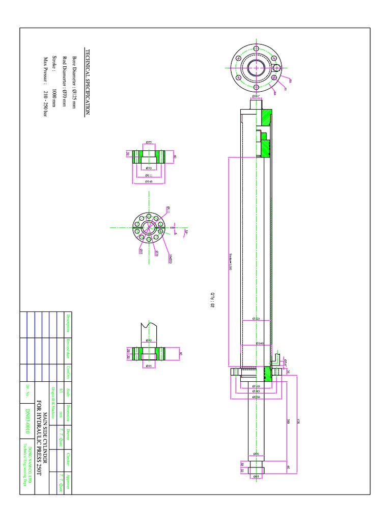 Main Side Cylinder 250T PDF | PDF
