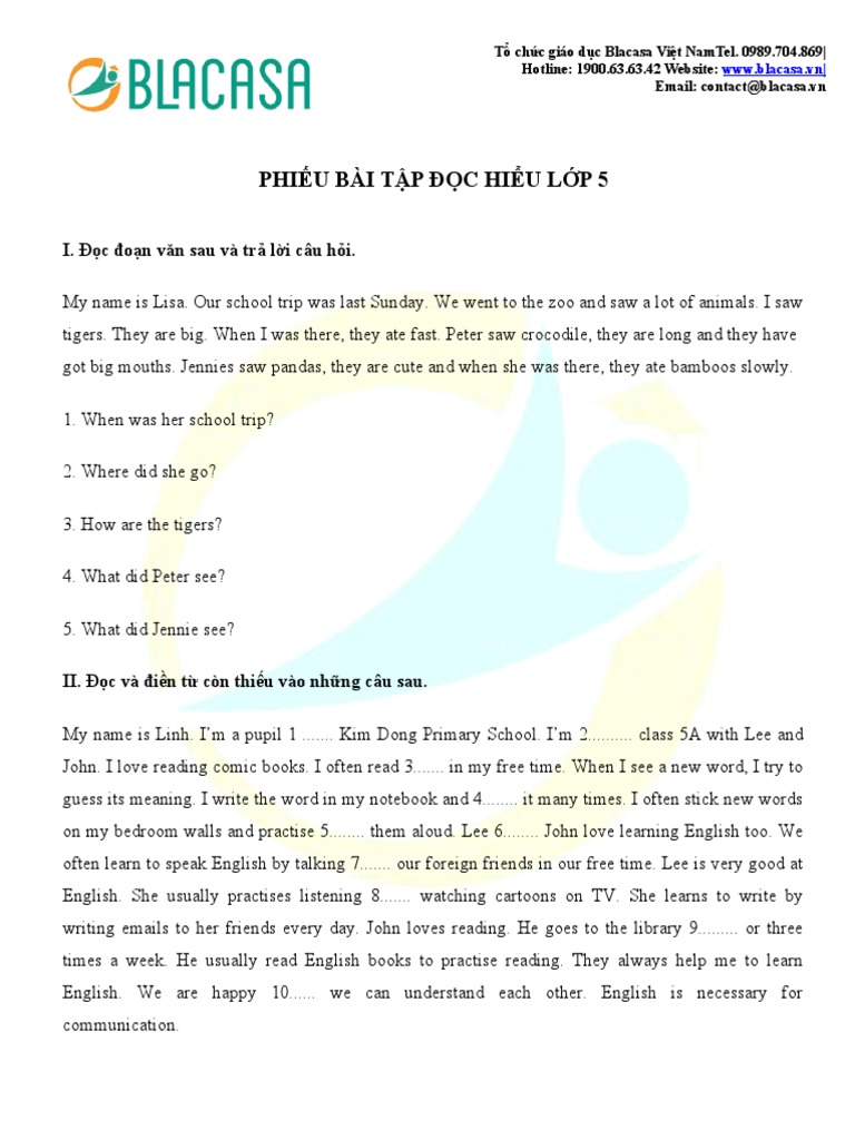 bai-tap-doan-van-tieng-anh-lop-5-co-dap-an (1) | PDF