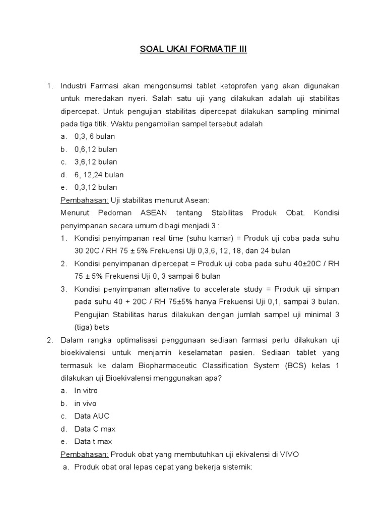Soal UKAI Farmasi dan Pembahasan | PDF | Sains & Matematika | Kesehatan ...