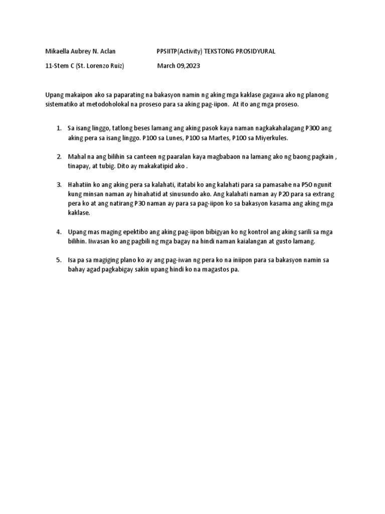 Tekstong Prosidyural (Activity) PDF | PDF