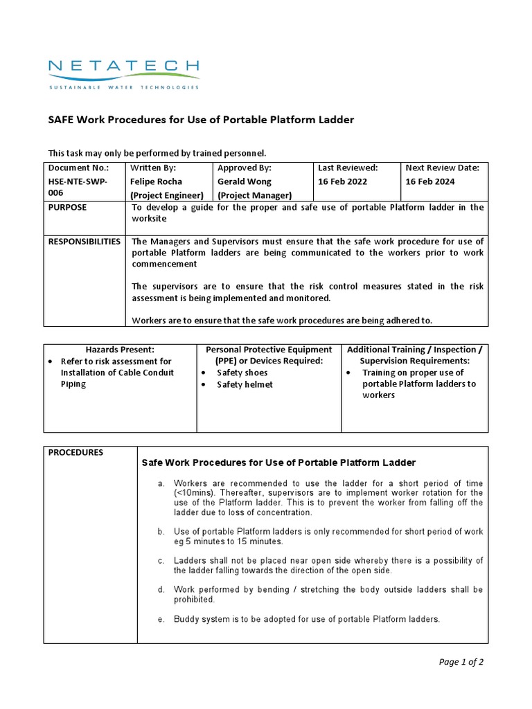 Portable Ladder Safety Buddy System | PDF | Personal Protective ...