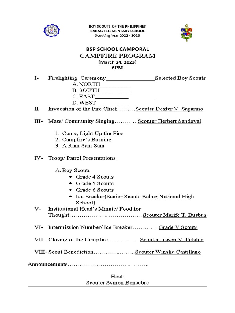Campfire Program Pdf