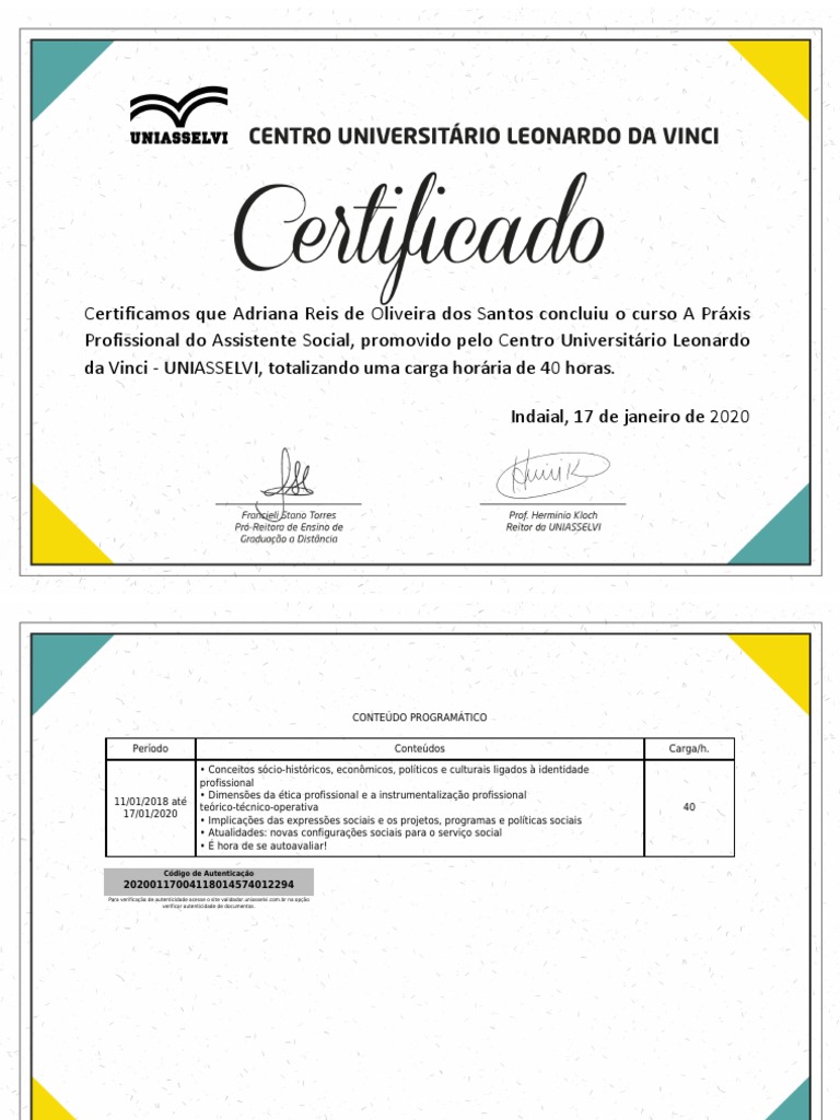 Certificados de Conclusão de Curso - Uniasselvi | PDF | Negócios