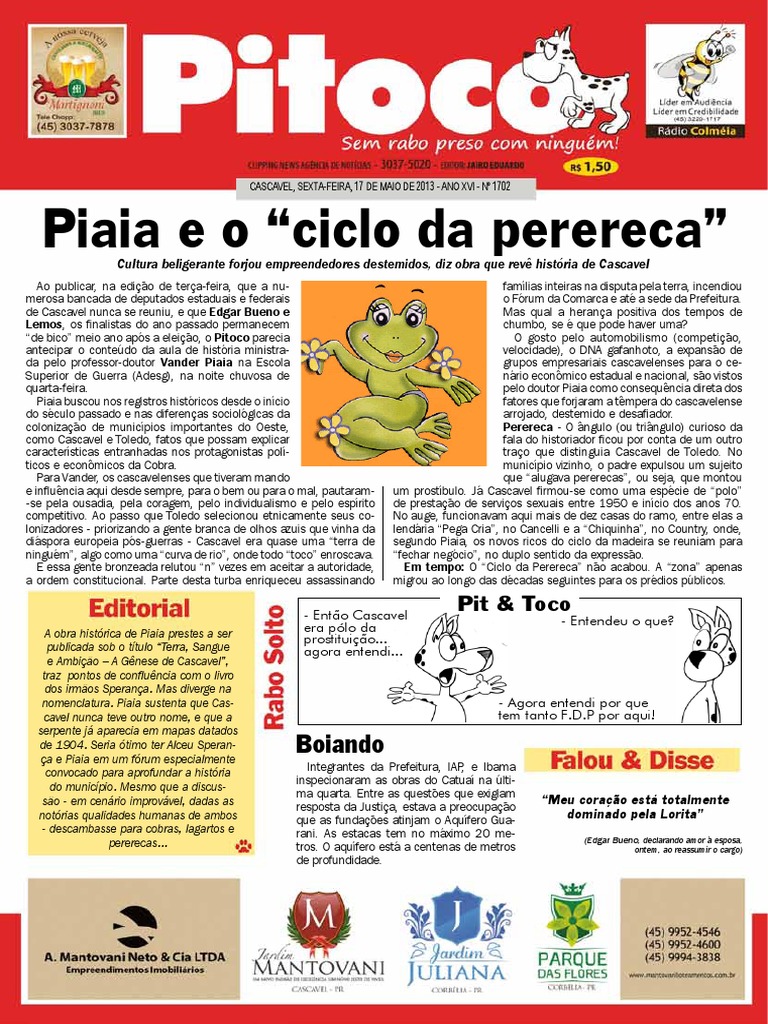 O Pitoco - Piaia e o "Ciclo Da Perereca" | PDF